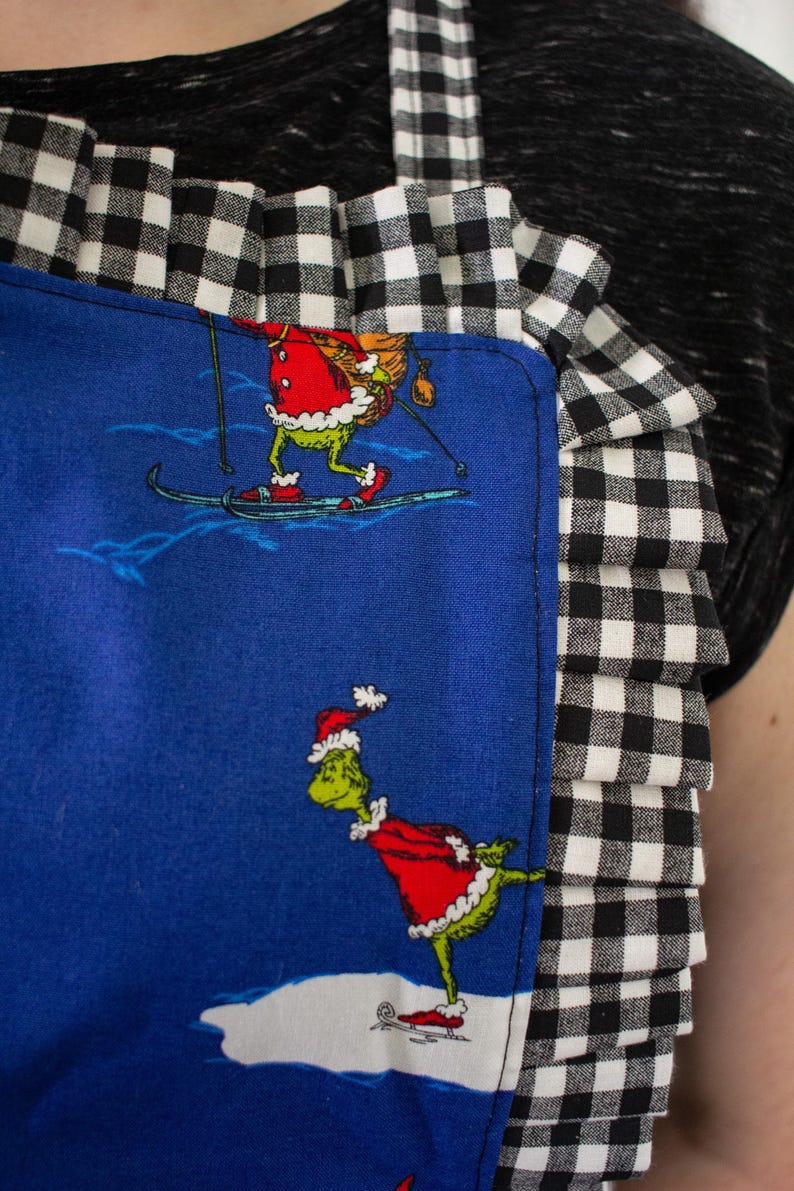 Grinch & Check Ruffle Apron - Etsy