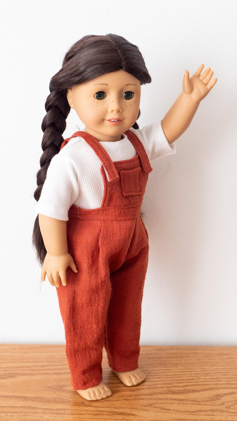 Rust Linen Overalls & Shirt Outfit Set for 18" Dolls - Etsy