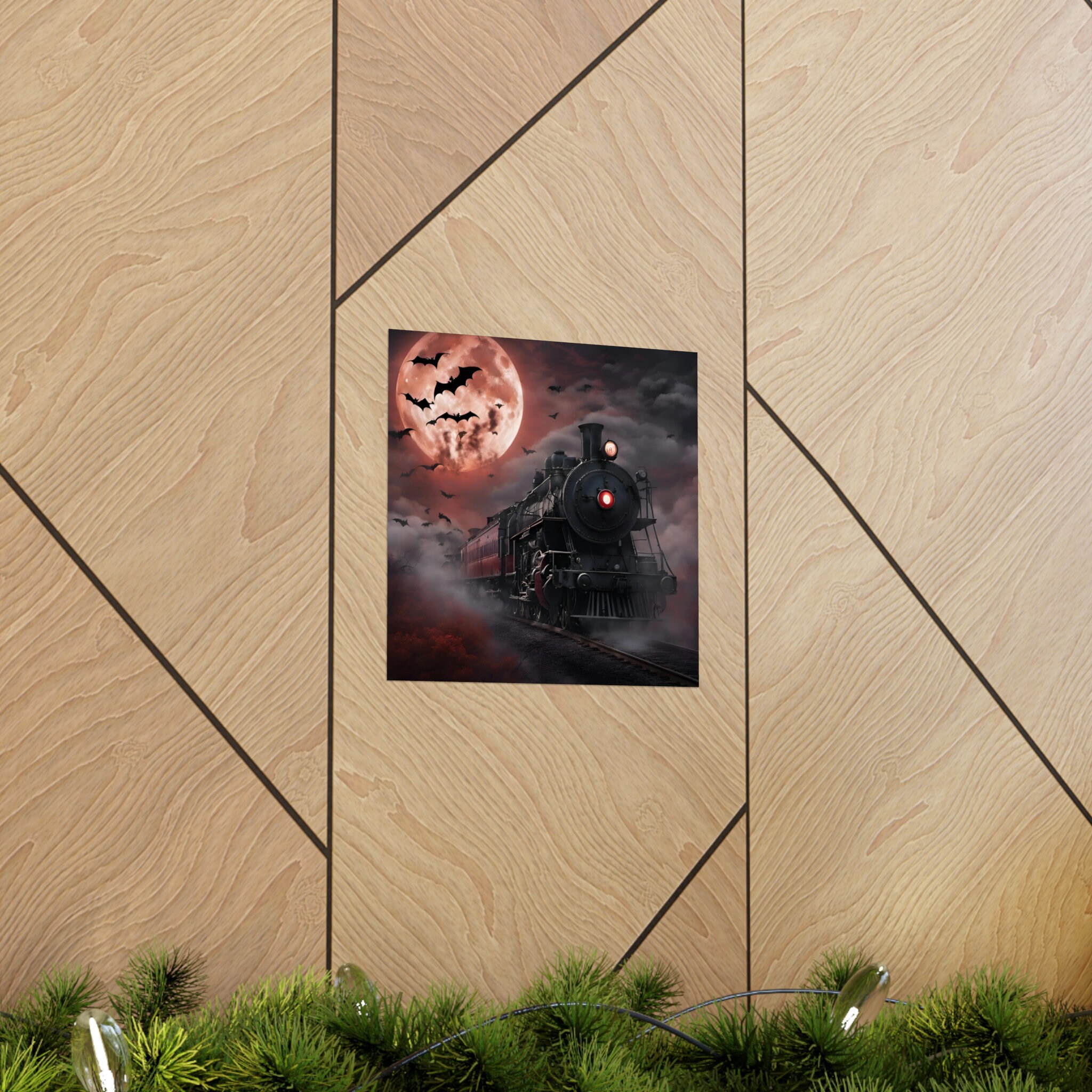 Steam Train on a Spooky Night - Halloween Art, Train Art, Matte Poster ...