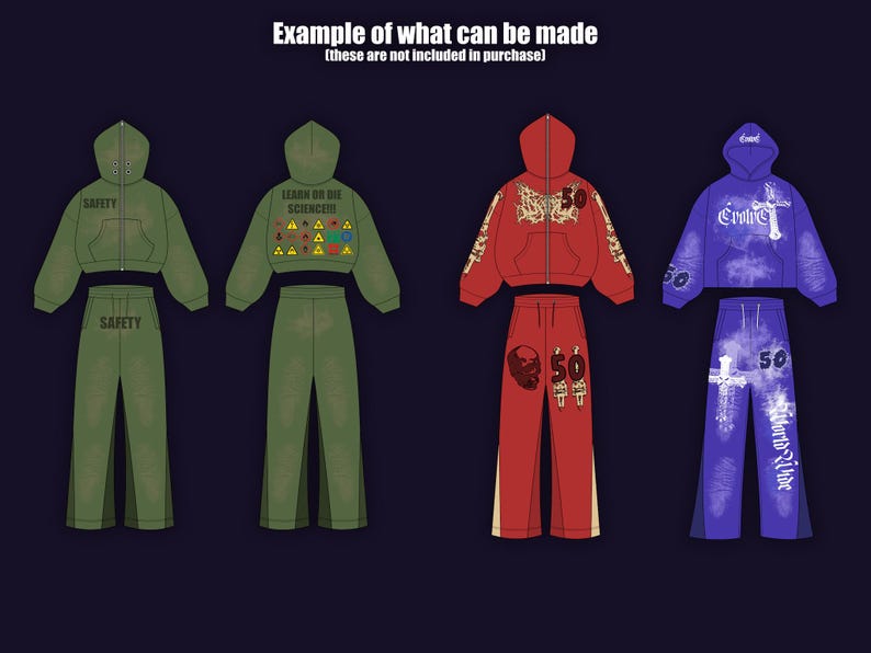 Flared Tracksuit Vector Mockup Vector Pack / 23 Mock-ups 11 Garments ...