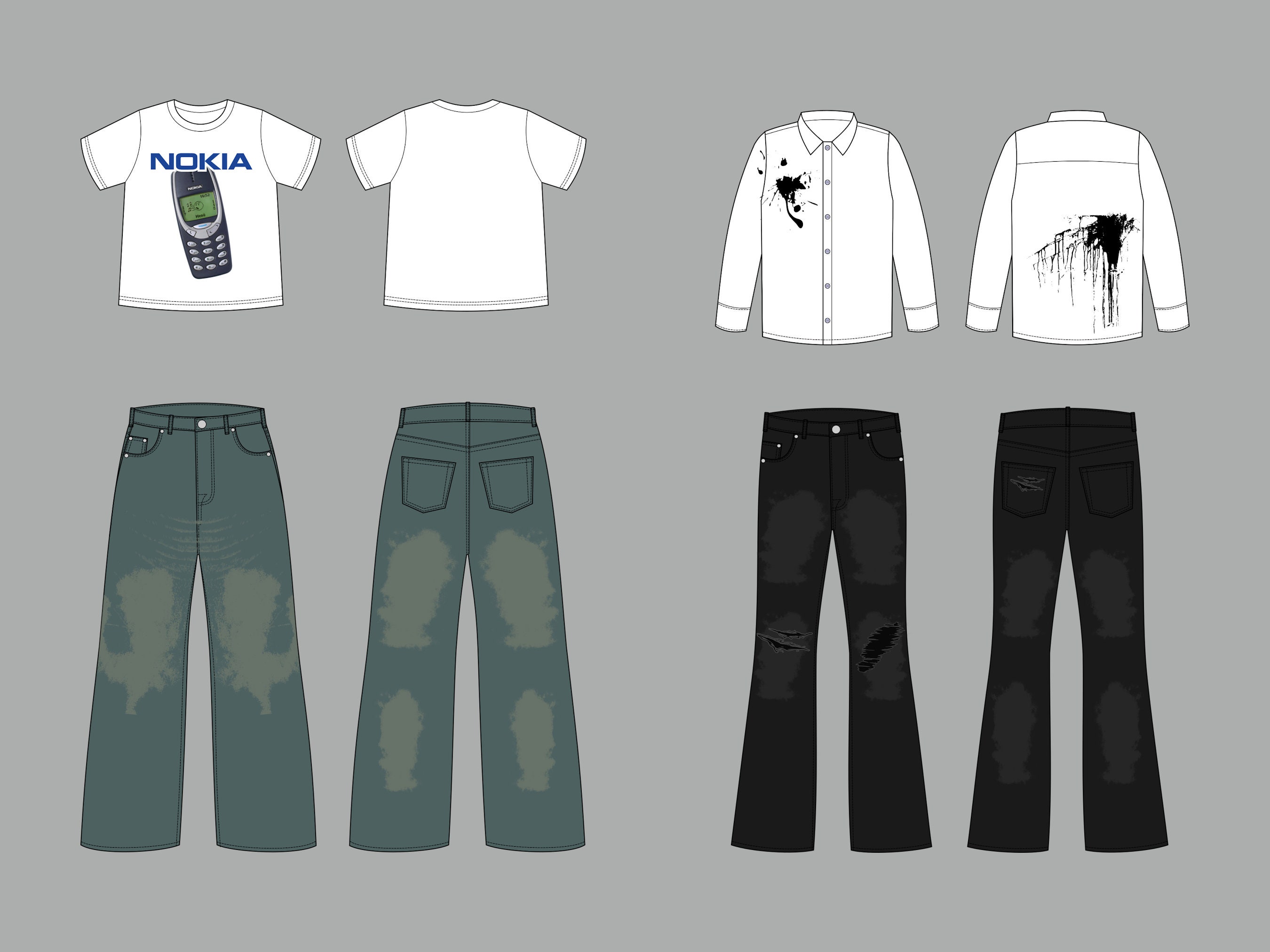 Clothing Streetwear Y2K Vector Mockup Pack Techpack Fashion Design Over ...