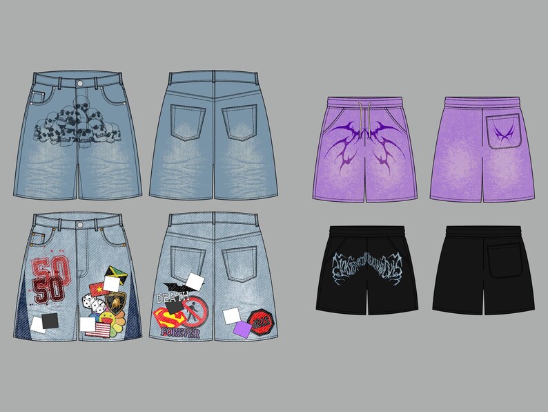 Shorts Vector Mockup Pack / 9 Mock-ups 9 Garments / FANTASY CREATE - Etsy
