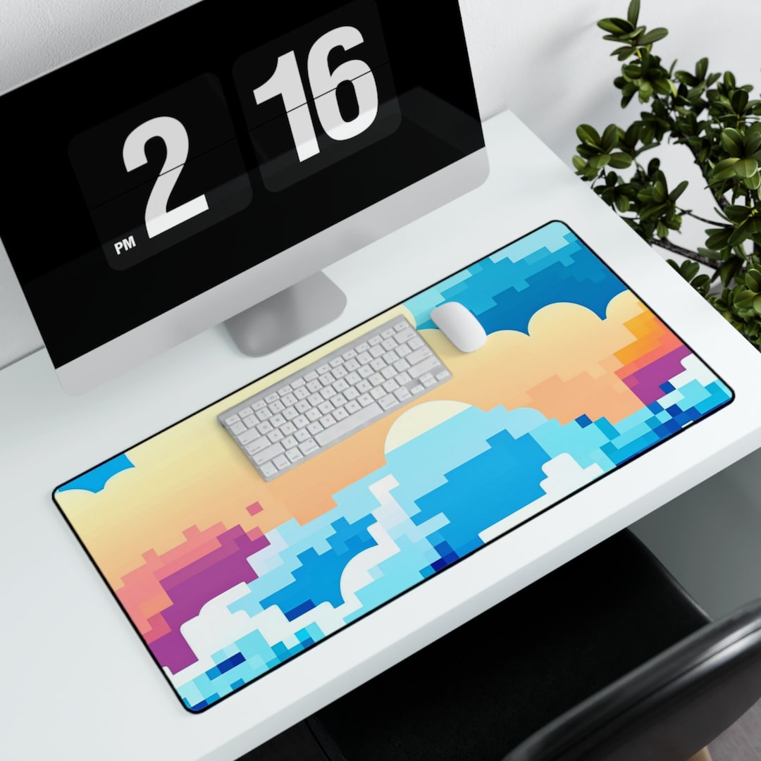 Pixel Clouds Desk Mat Pixel Sunny Clouds XXL Asthetic Pixels - Etsy