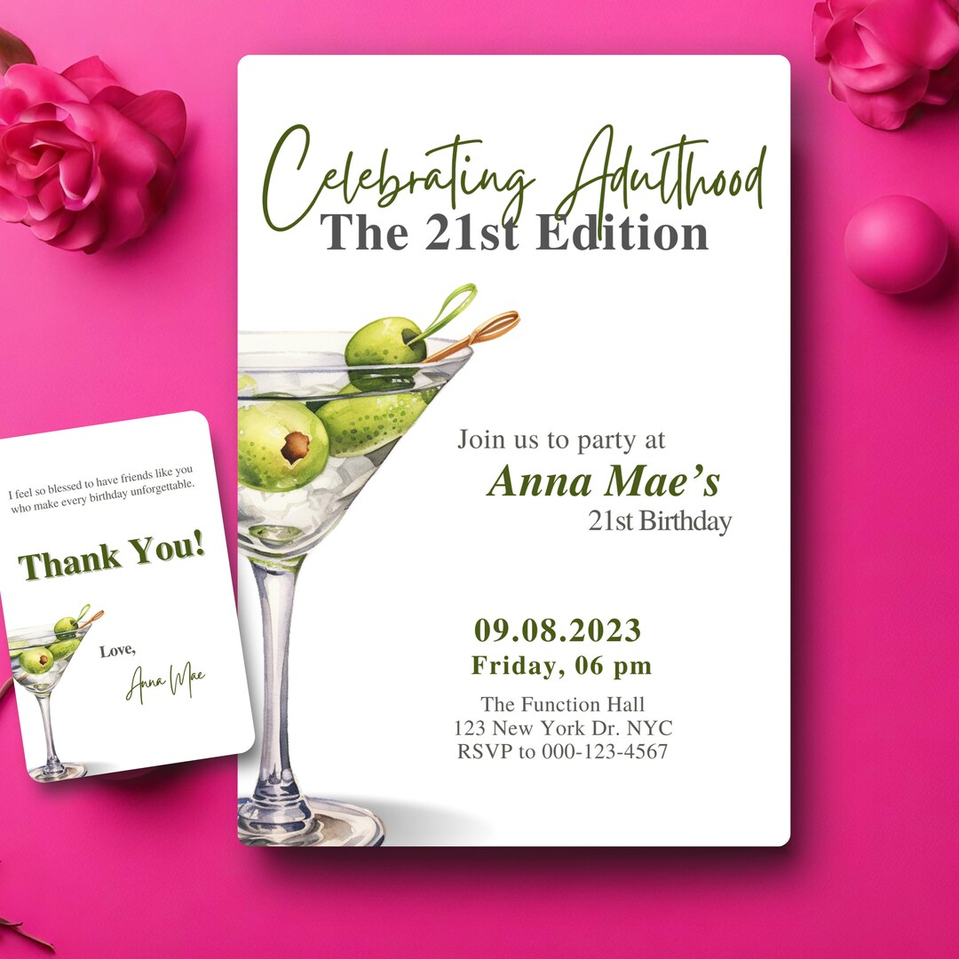 Editable 21st Birthday Invitation Template Twenty One Birthday - Etsy