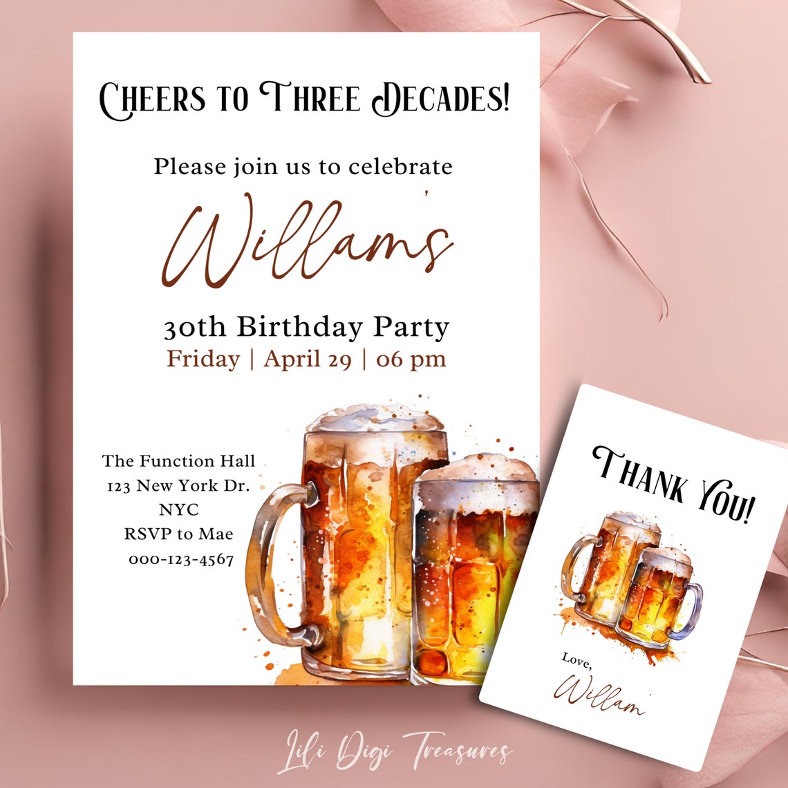 Editable SURPRISE BEER PARTY Invitation Beer Birthday Invitation 30th ...