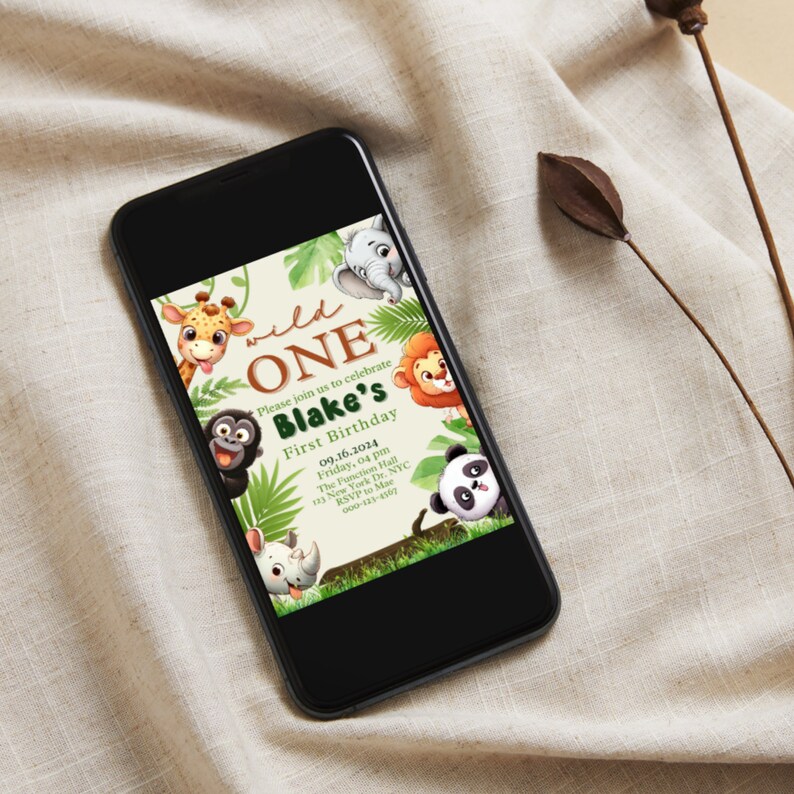 Editable WILD ONE 1st Birthday Invitation, Safari Wild One Party Invite ...