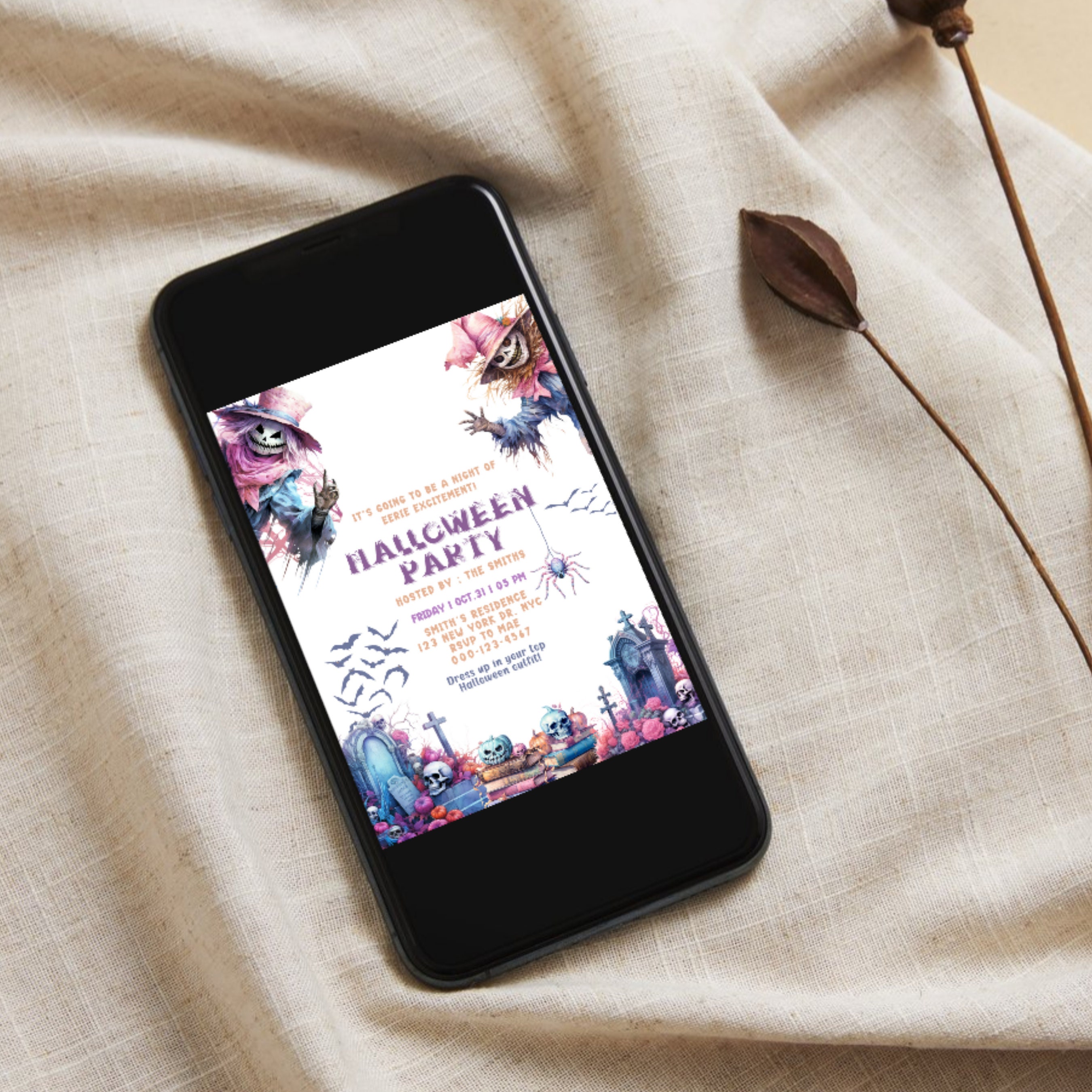 Editable HALLOWEEN PARTY Invitation Pastel Halloween Birthday ...