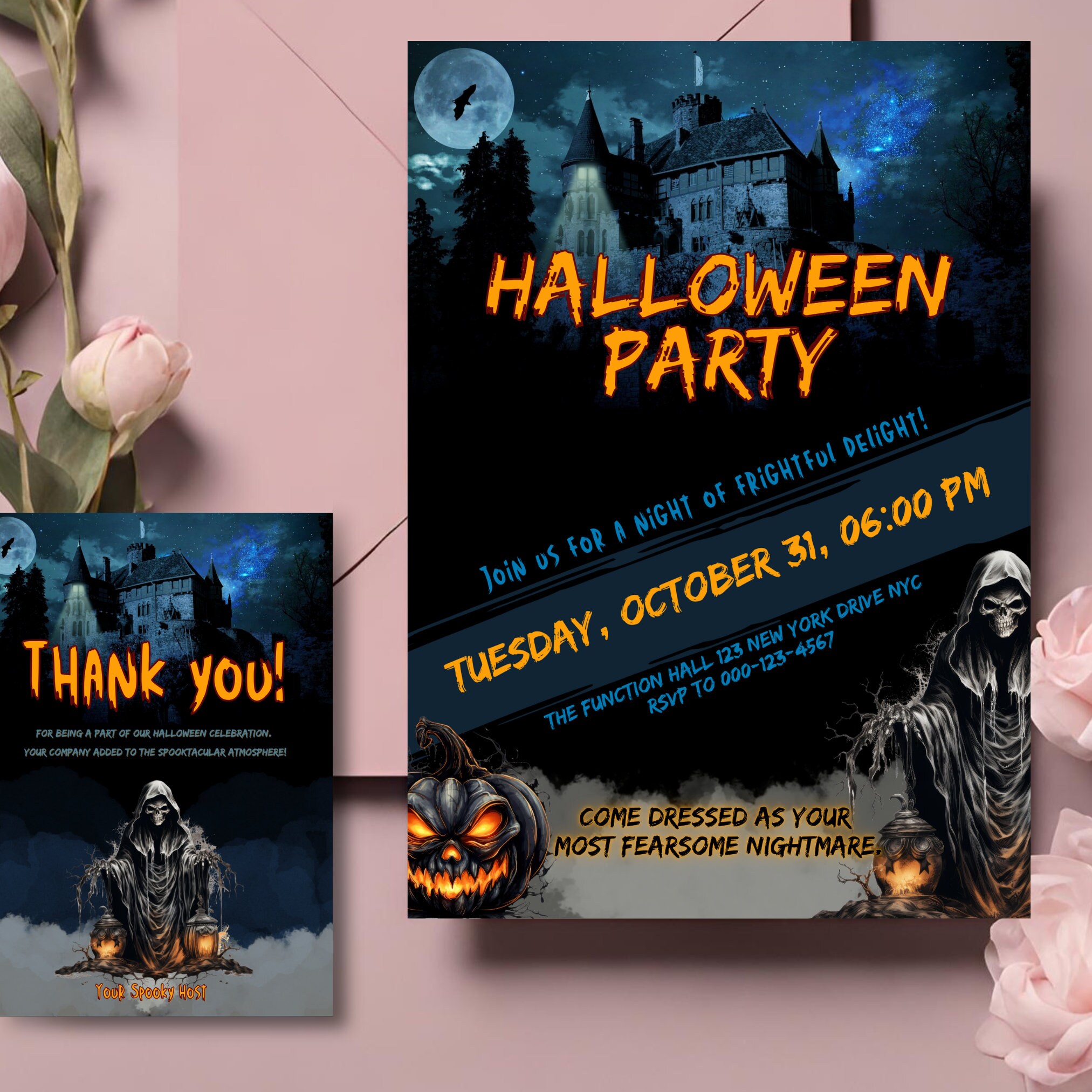 Editable Halloween Party Invitation Template Printable Spooky - Etsy