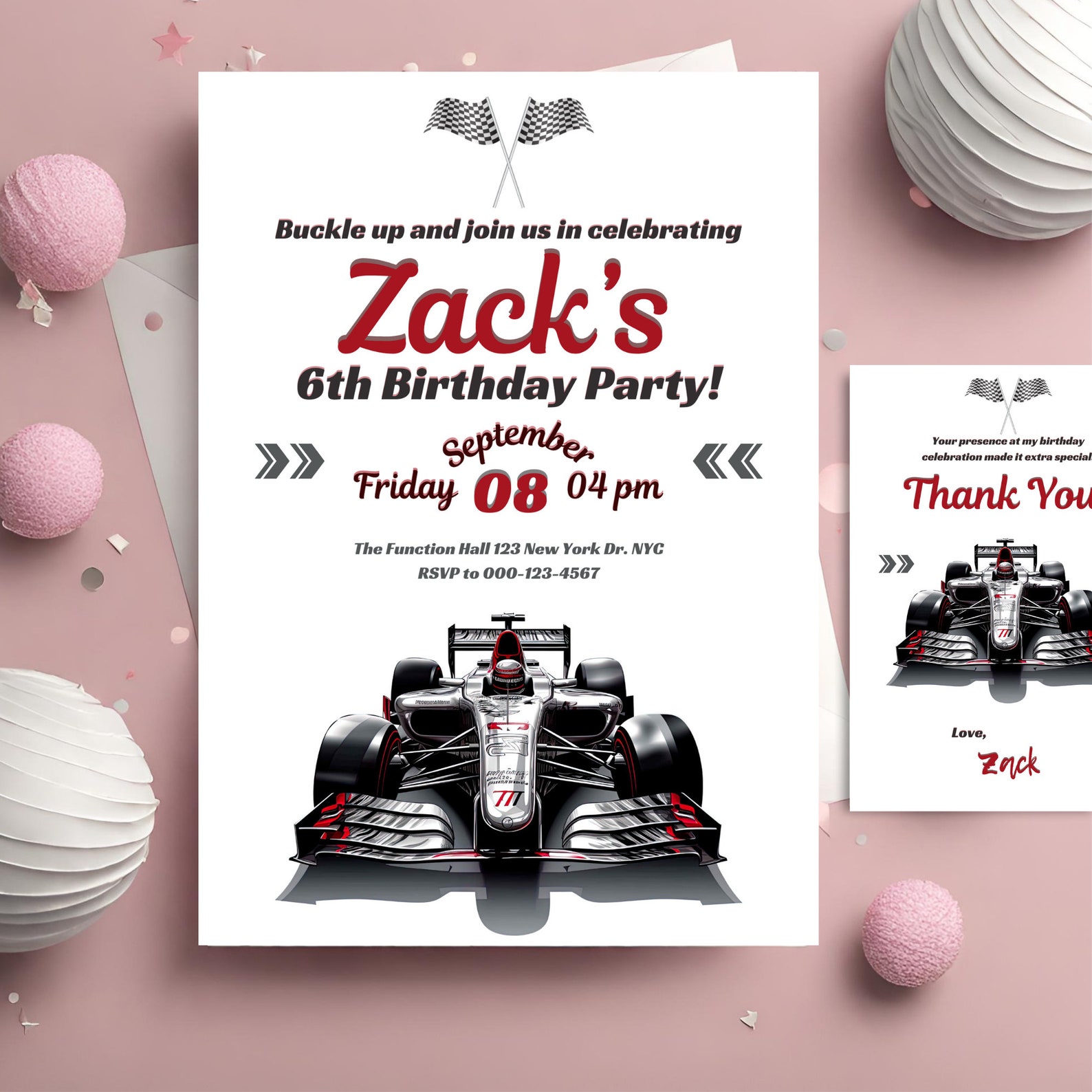 Editable Race Car Birthday Invitation Template Printable - Etsy