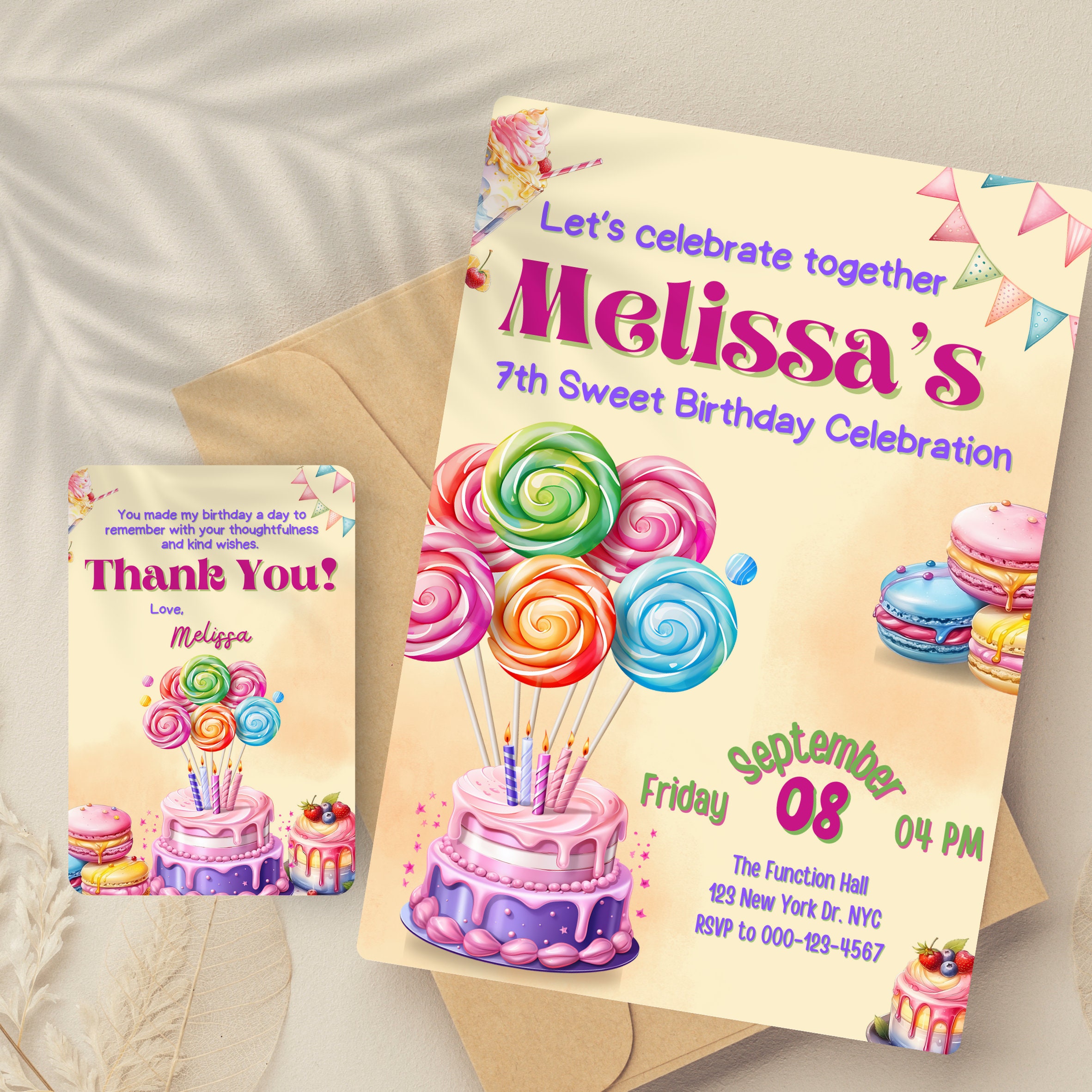 Editable Sweet Candyland Birthday Invitation Template Printable Cake ...