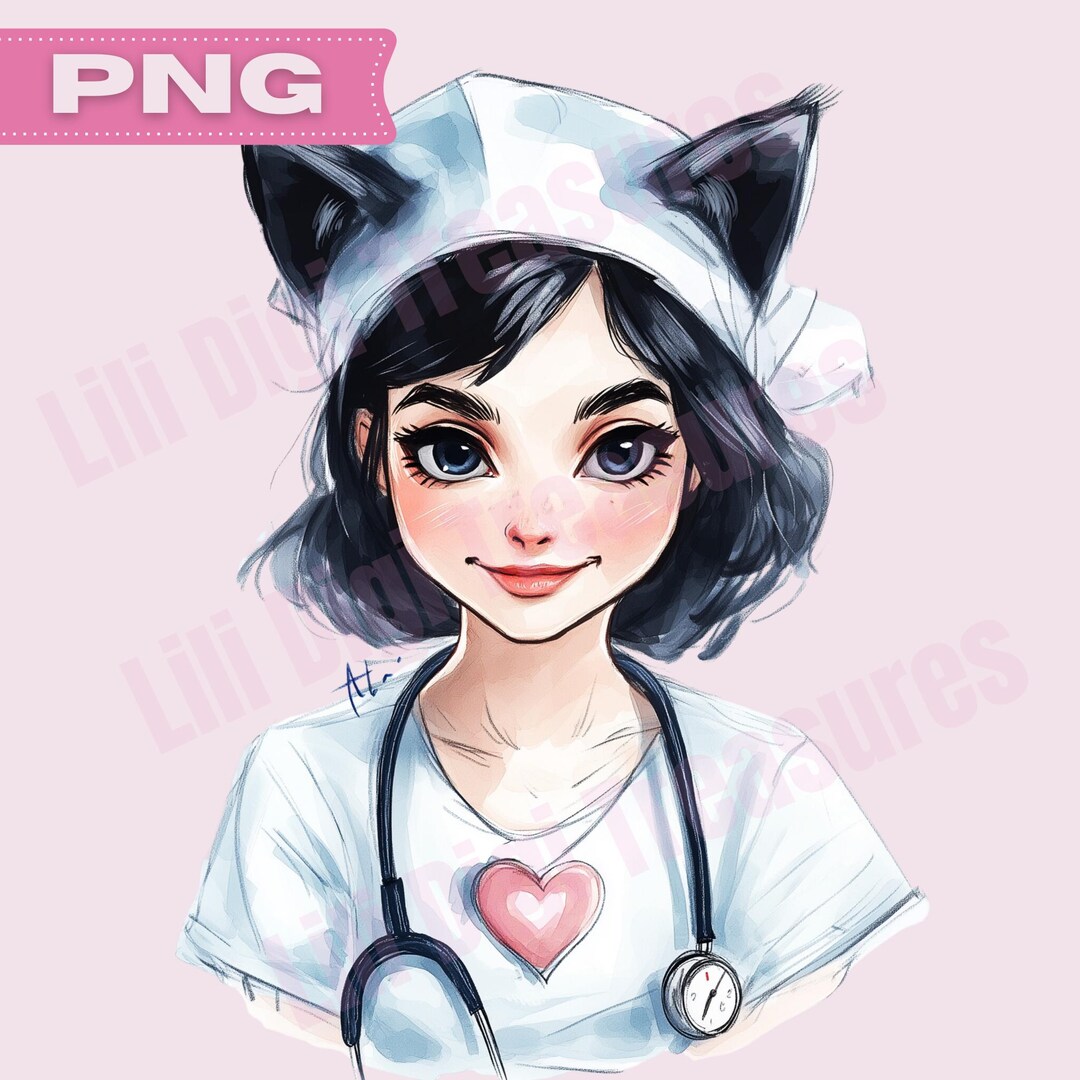 Halloween Nurse With Cat Ears, Halloween Medical Clipart, Cute ...