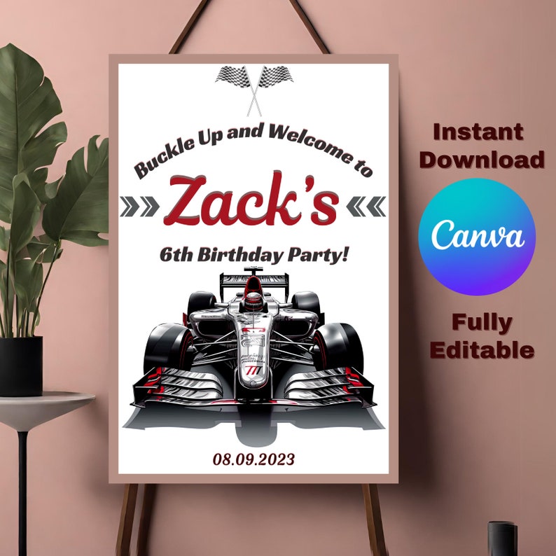 Race Car Welcome Sign, Editable Race Car Birthday Welcome Sign, Racing ...