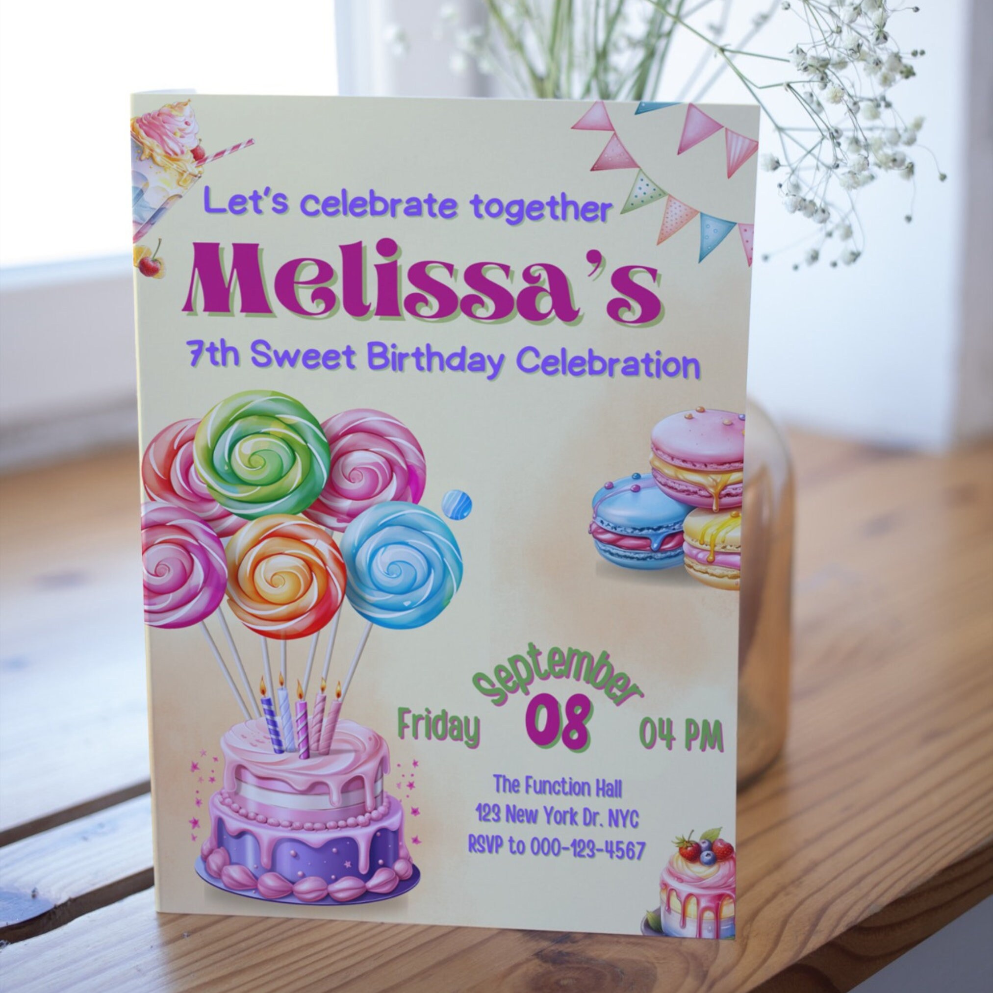 Editable Sweet Candyland Birthday Invitation Template Printable Cake ...
