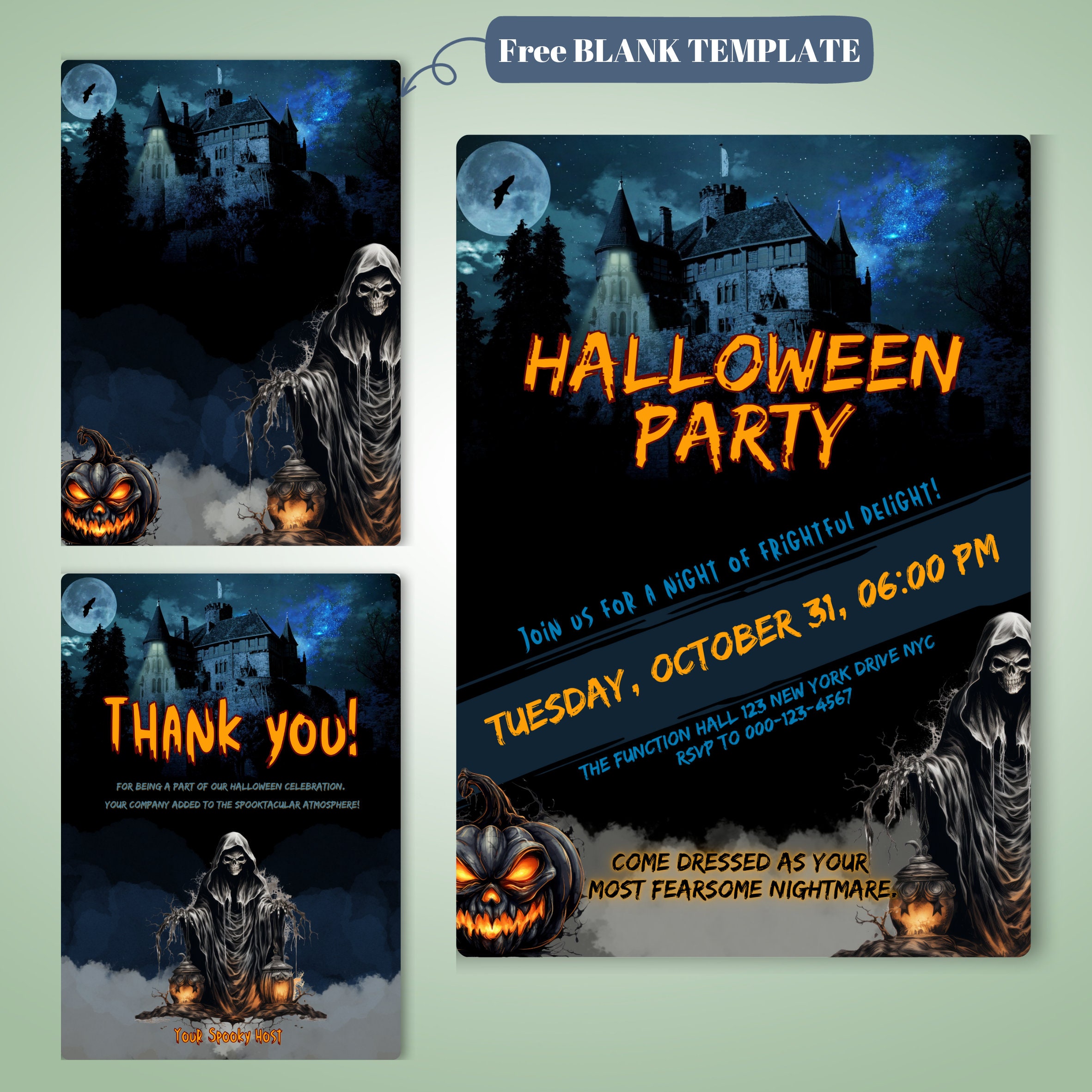 Editable Halloween Party Invitation Template Printable Spooky - Etsy