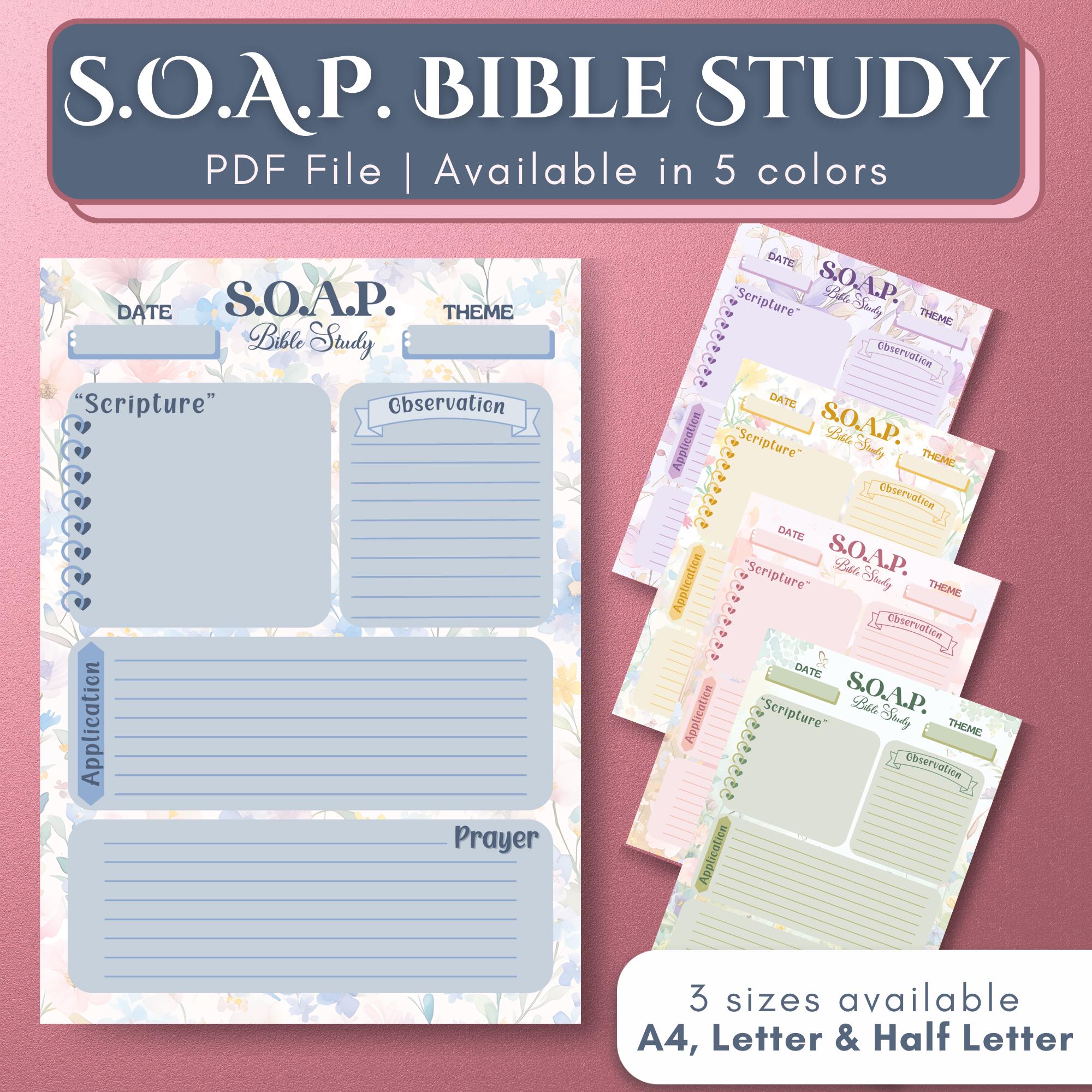 Printable SOAP BIBLE STUDY Pdf Journal, Soap Method Bible Study, Bible ...