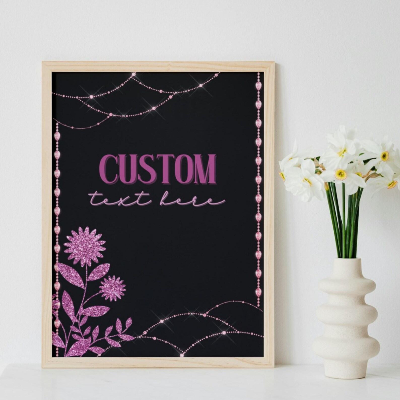 Editable PINK DIAMONDS Birthday Invitation Pink Debut Invitation Pink ...