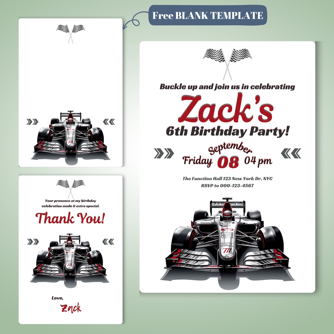 Editable Race Car Birthday Invitation Template Printable - Etsy