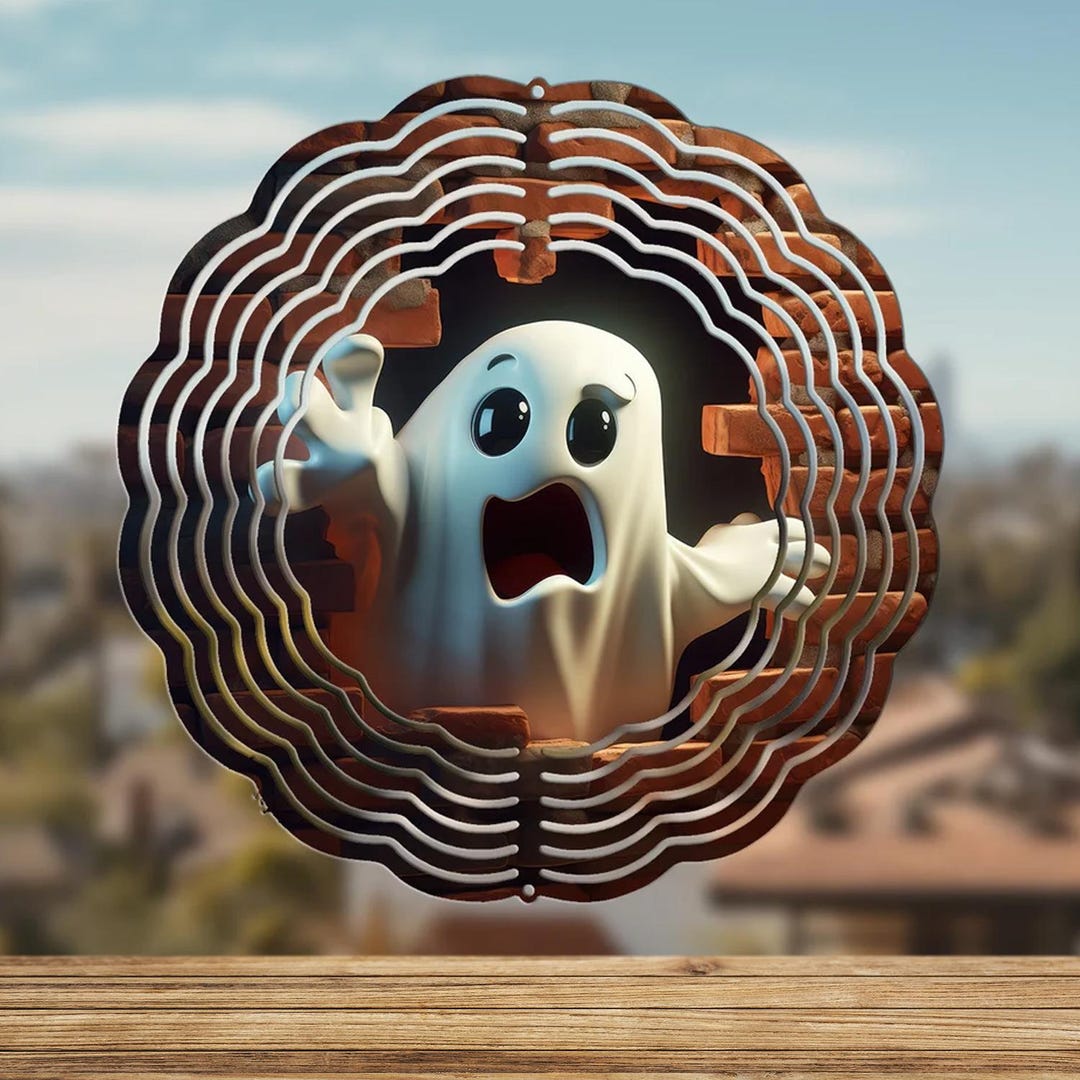 Halloween Ghost Halloween Vibes Wind Spinner, 3D Ghost Through the Wall ...