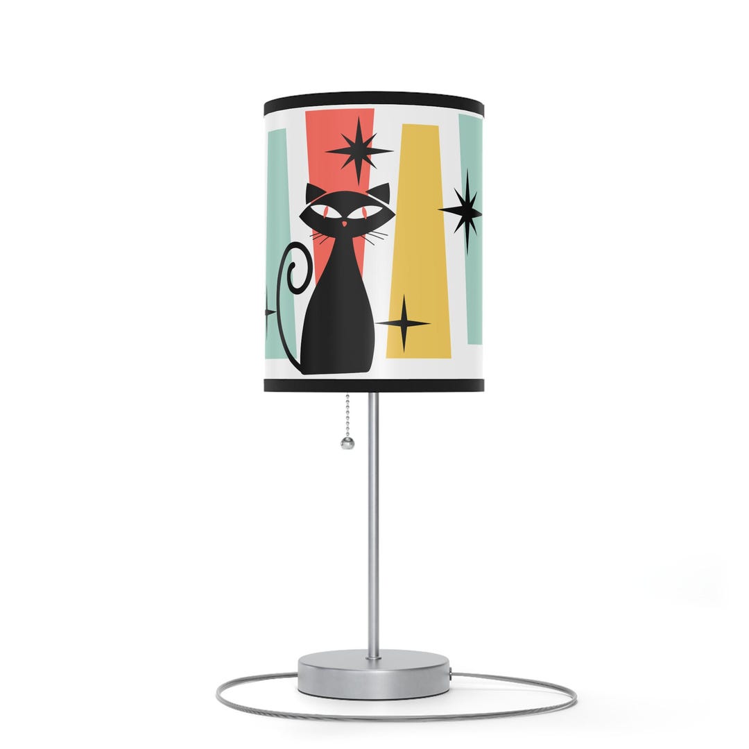 Retro Lamp, Atomic Cat Theme, Vintage Light Fixture, Mid Century Modern ...