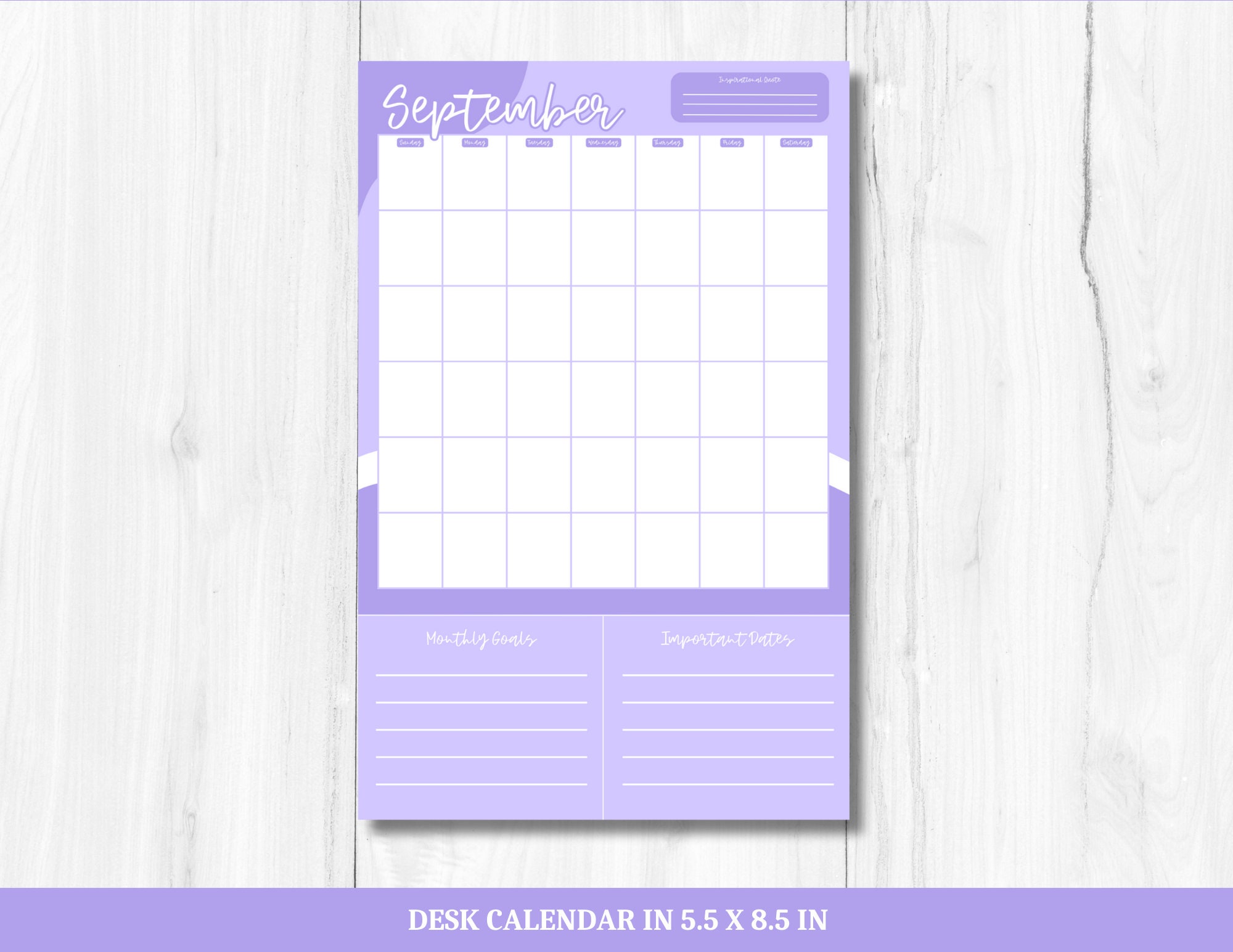 Printable Lavender Desk Calendars | Available in 17 X 11 In, 11 X 8.5 ...