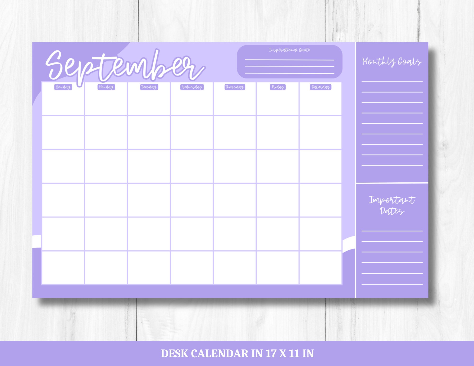 Printable Lavender Desk Calendars | Available in 17 X 11 In, 11 X 8.5 ...