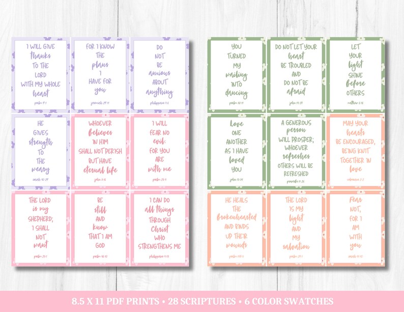 28 Printable Scripture Cards 8 Blank Cards With Pastel - Etsy