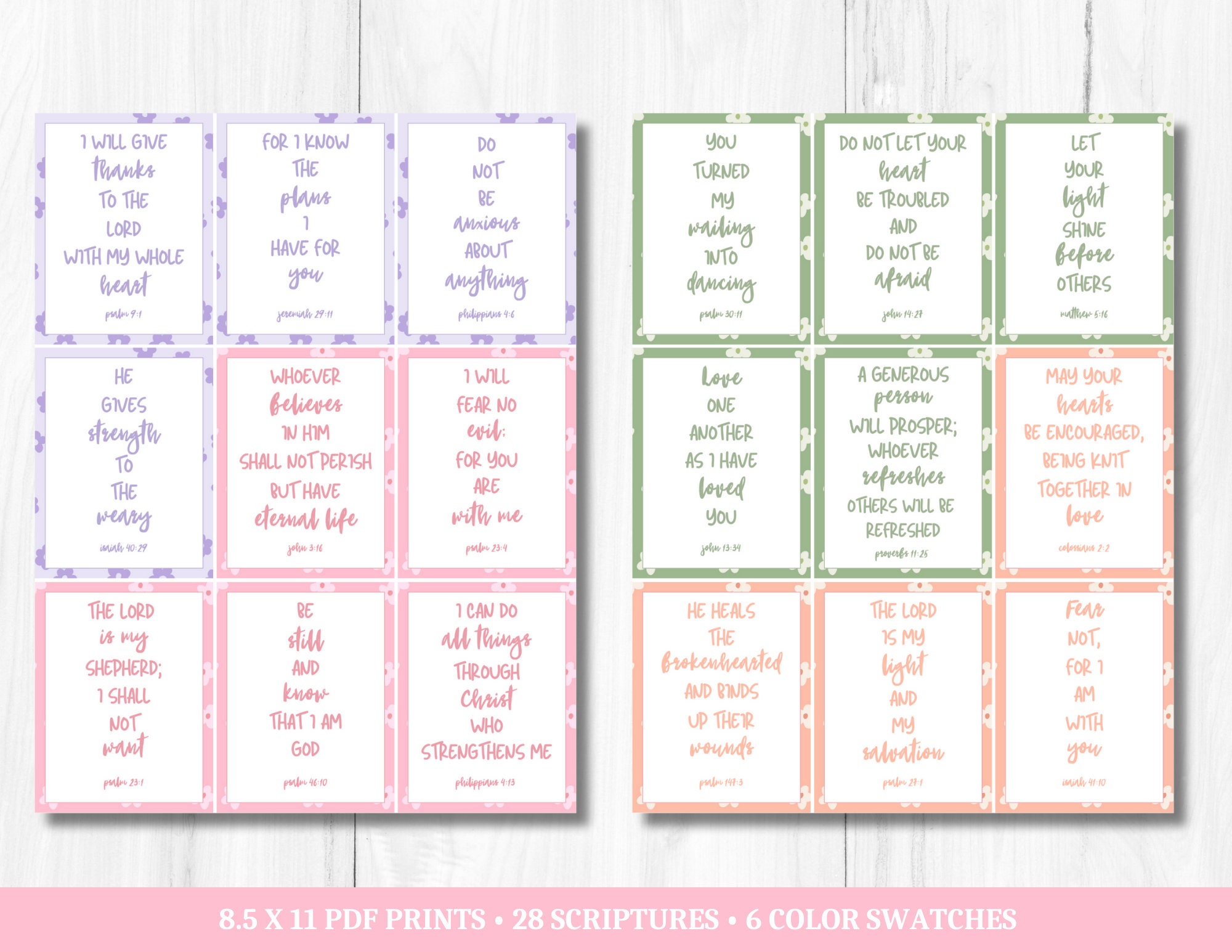 28 Printable Scripture Cards 8 Blank Cards With Pastel - Etsy