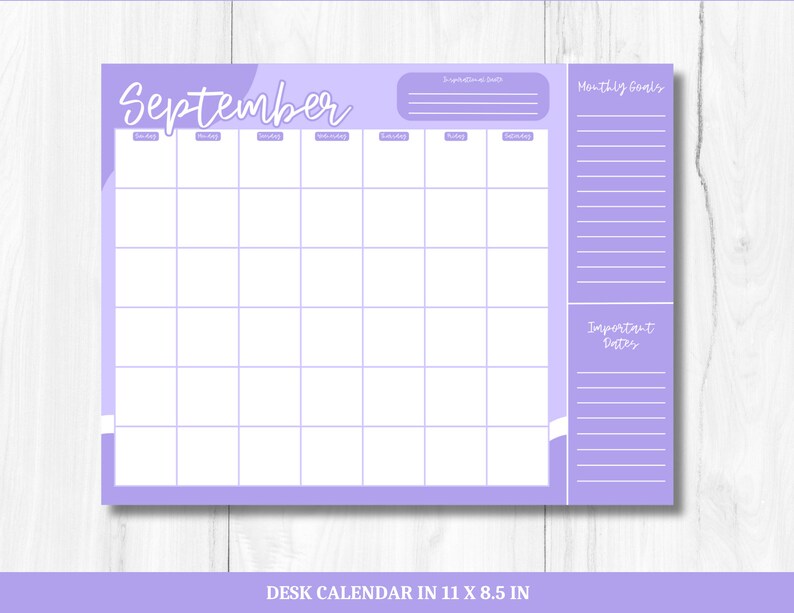 Printable Lavender Desk Calendars | Available in 17 X 11 In, 11 X 8.5 ...