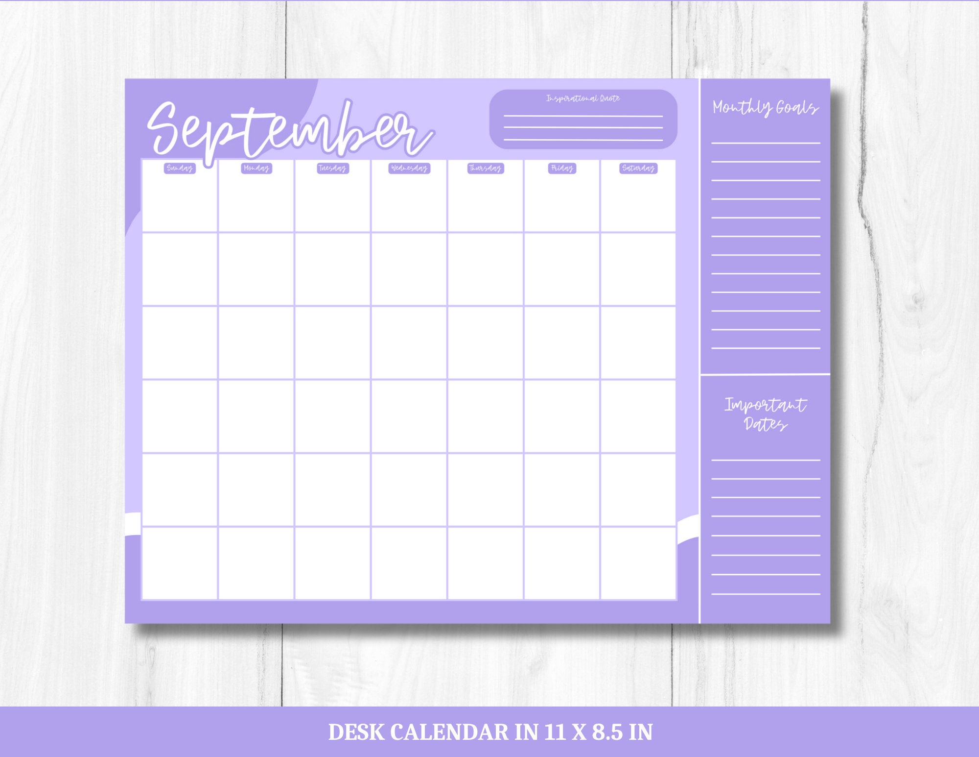 Printable Lavender Desk Calendars | Available in 17 X 11 In, 11 X 8.5 ...
