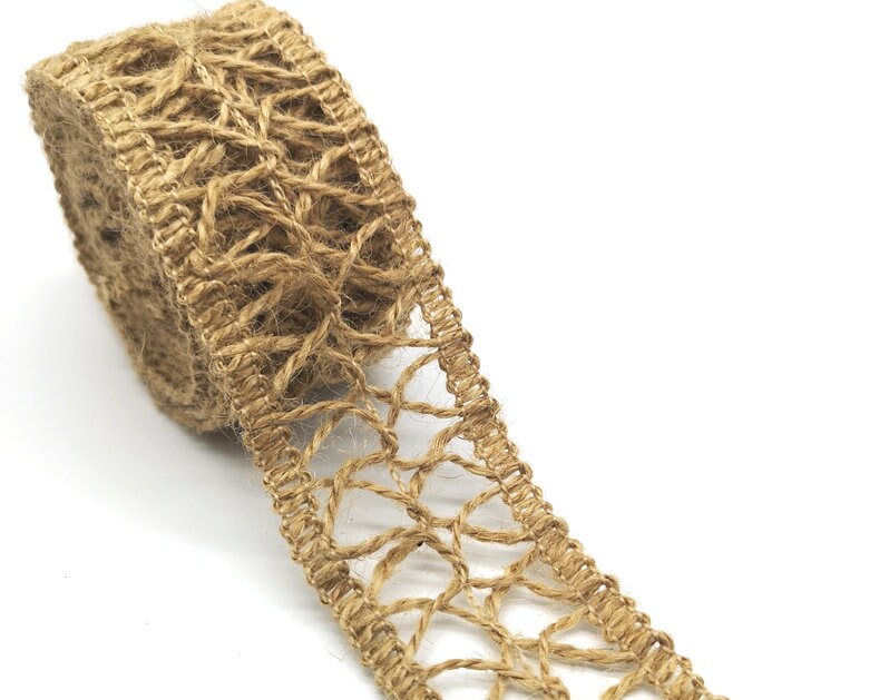 Natural Jute Burlap Hessian Jute Ribbon Twine Flower Pattern Wedding ...