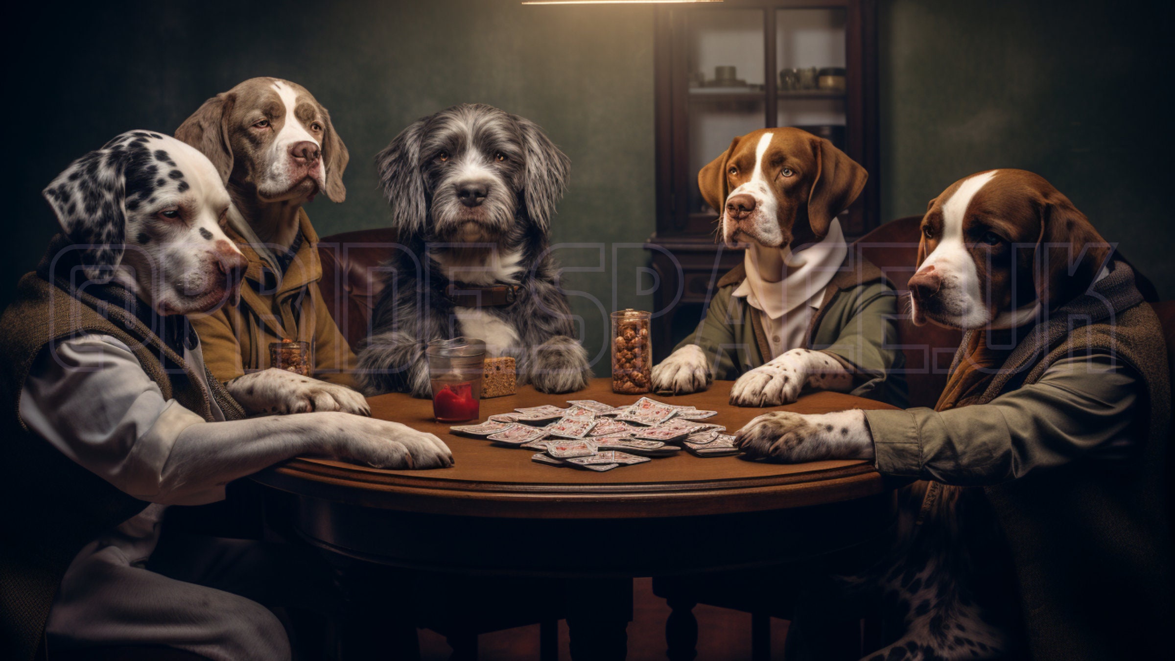 Whimsical Dogs Playing Poker Cards Digital Art Print Dog Wall - Etsy