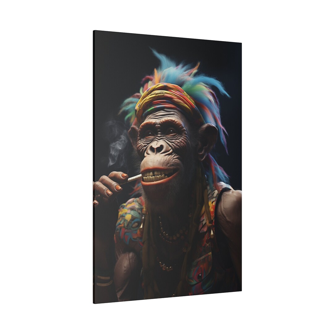 Tribal Rasta Smoking Monkey Canvas Gorilla Canvas Art Reggae Print ...