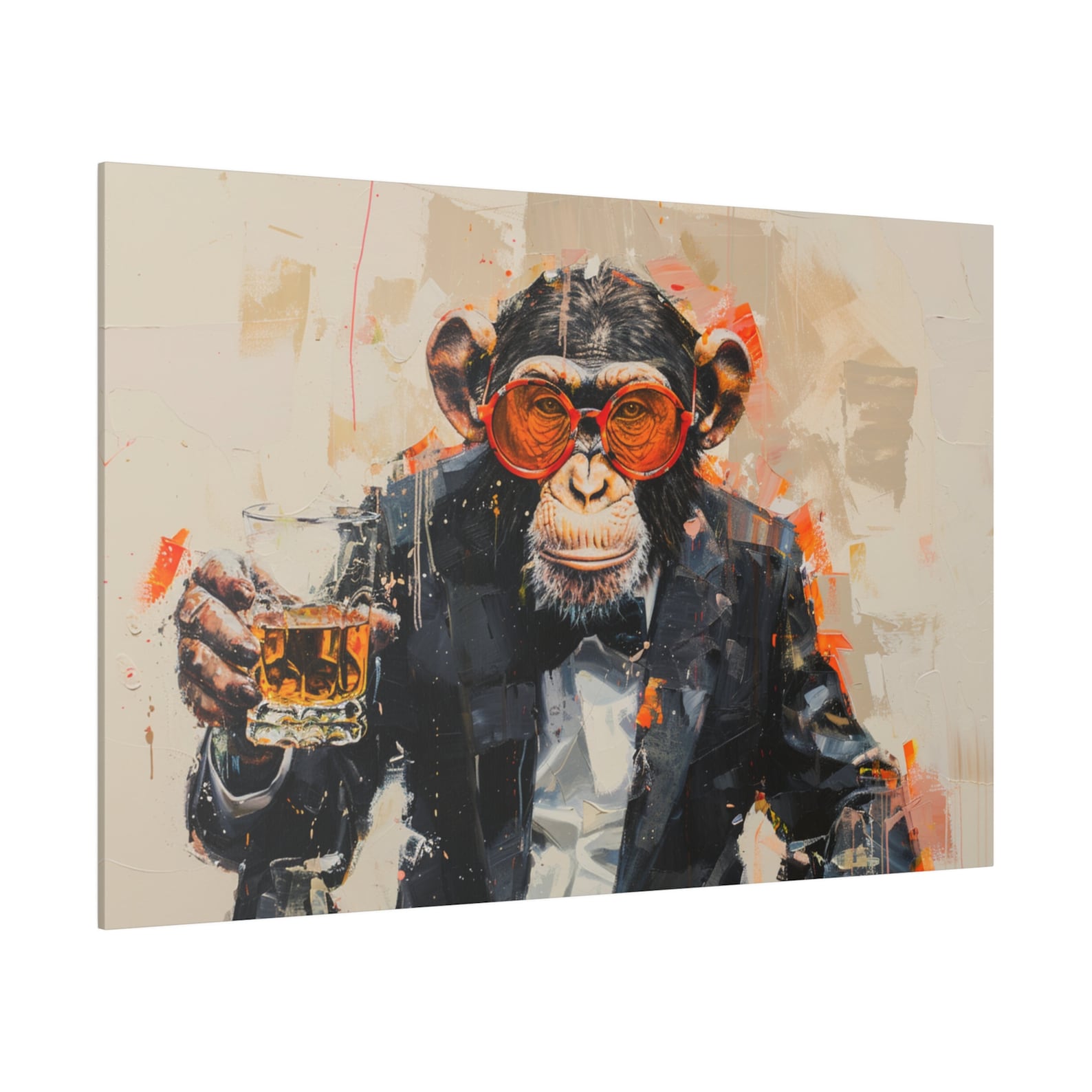 Monkey in a Suit With Drinking Canvas Monkey Canvas Print Cheeky Monkey ...