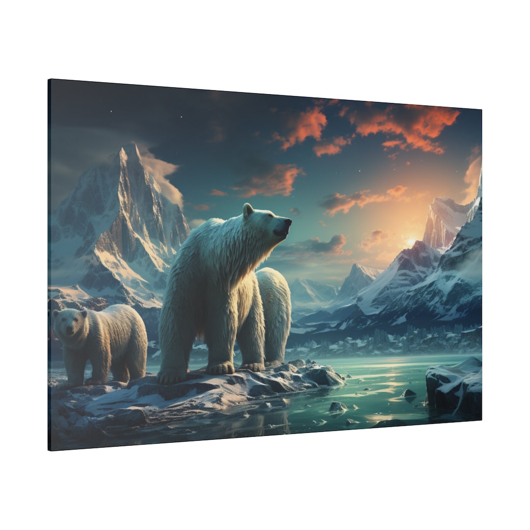 Polar Bear Wall Art Polar Bear Decor Polar Bear Canvas Bear Picture ...