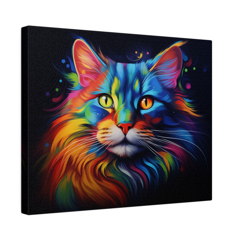 Colorful Multi-color Rainbow Cat Wall Art Cat Canvas Print Cat Picture ...