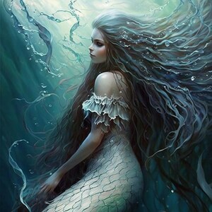 White Scaled Mermaid Large Pattern Counted Cross Stitch PDF - Etsy