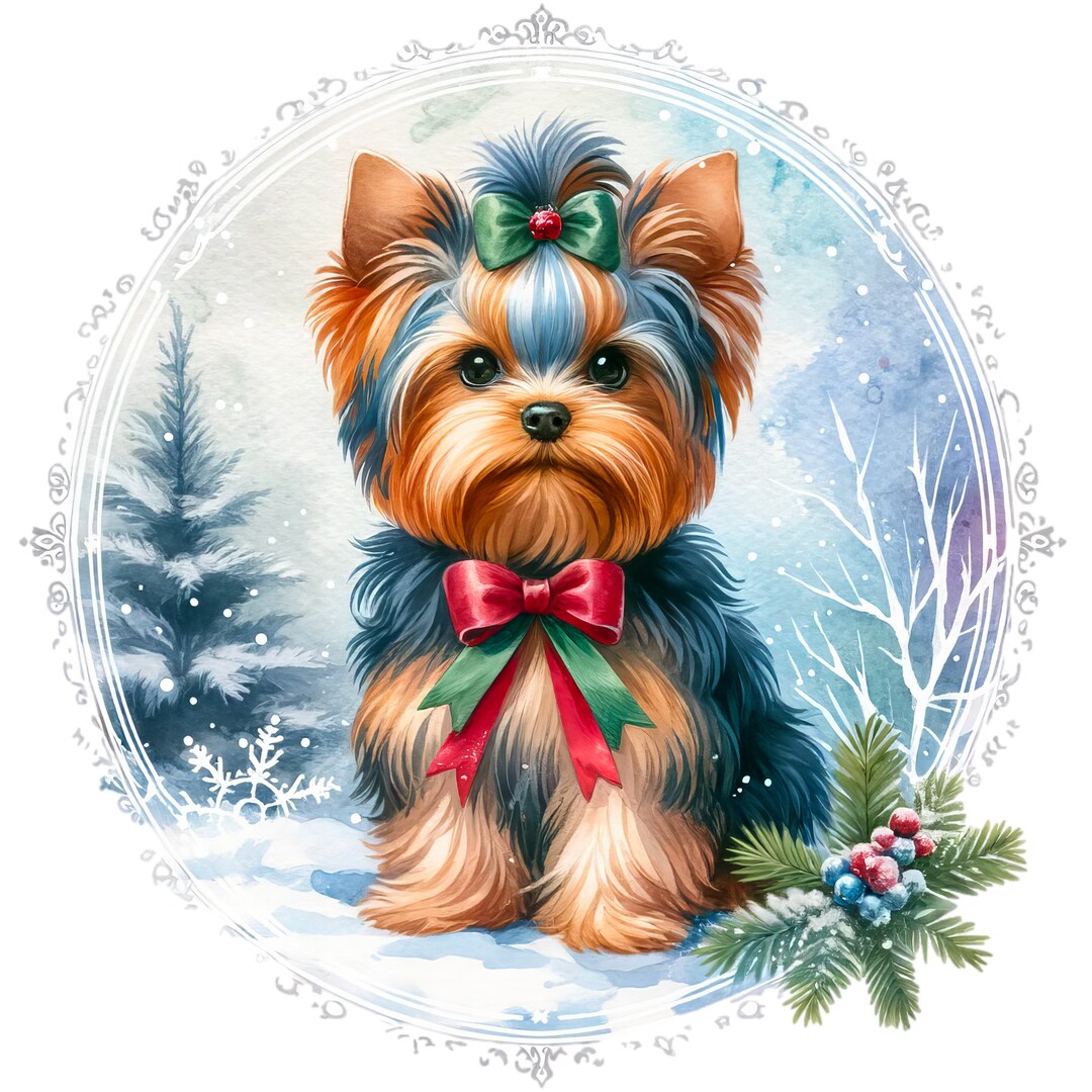 Christmas Yorkie Puppy Dog 9 PDF Instant Digital Download Counted Cross ...