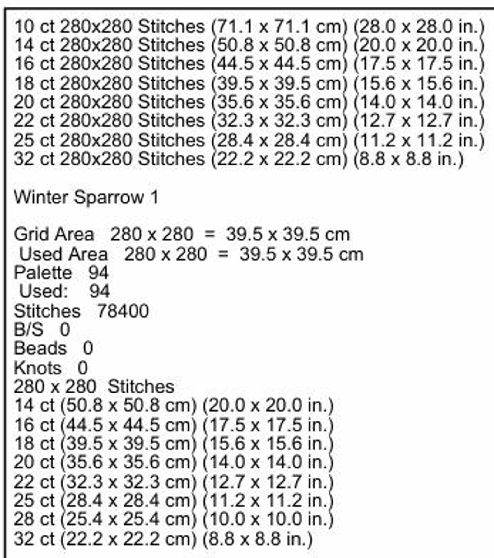 Winter Sparrow Bird 1 PDF Instant Digital Download Counted Cross Stitch ...