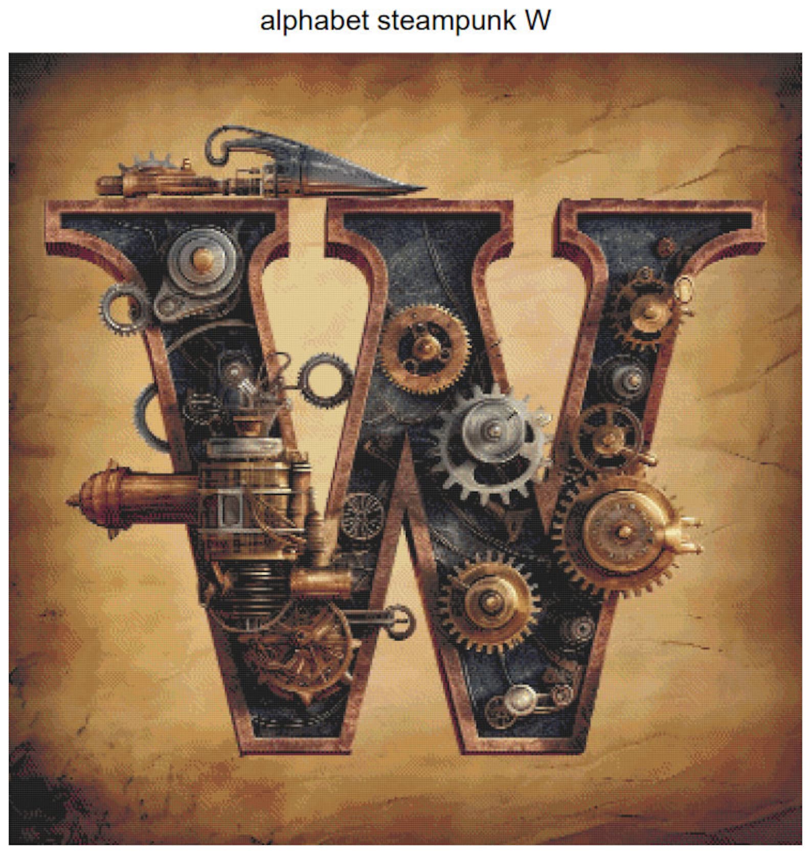 Steampunk Alphabet Letter W Large Size Pattern Keeper Compatible PDF ...