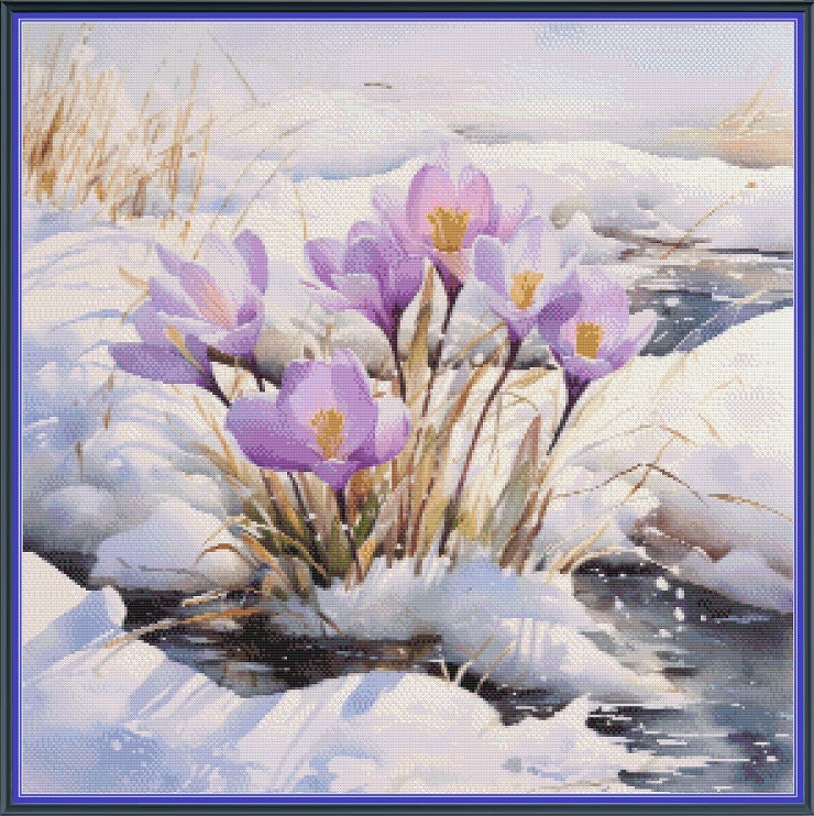 Crocus in the Snow 10 PDF Instant Digital Download Counted Cross Stitch ...
