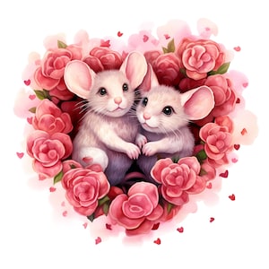 Valentine Mouse Couple Heart Roses Pattern Keeper Compatible PDF ...