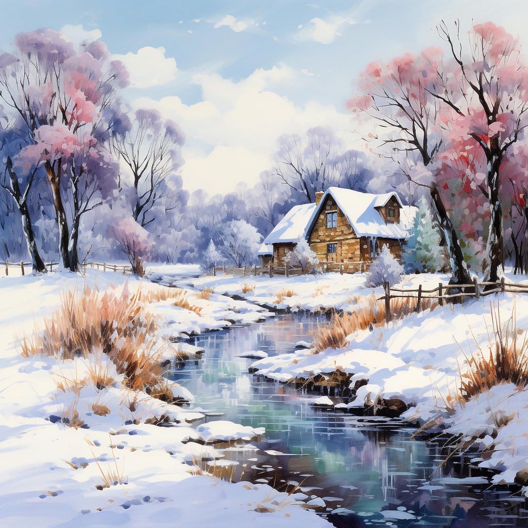 Watercolor Winter Landscape 9 Pattern Keeper Compatible PDF Instant ...