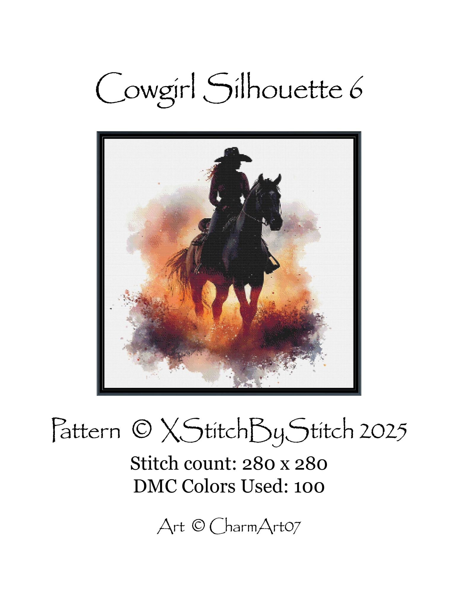 Cowgirl Silhouette 6, Pattern Keeper Compatible, PDF Instant Digital ...