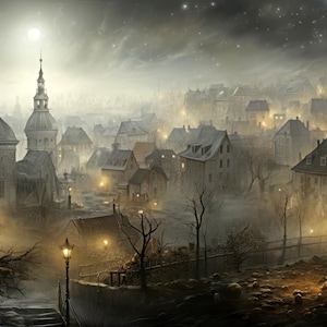 Cursed Old Town 2 Halloween Landscape Scene Pattern Keeper Compatible ...