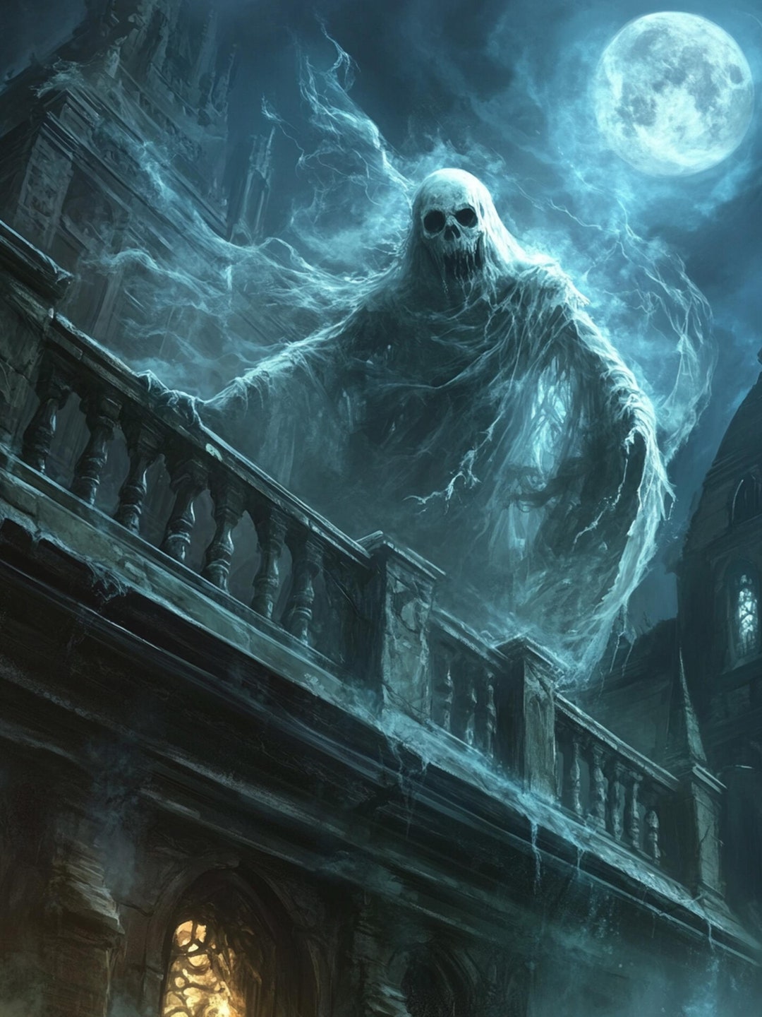 Scary Ghost 16, Halloween Scene PDF Instant Digital Download Counted ...