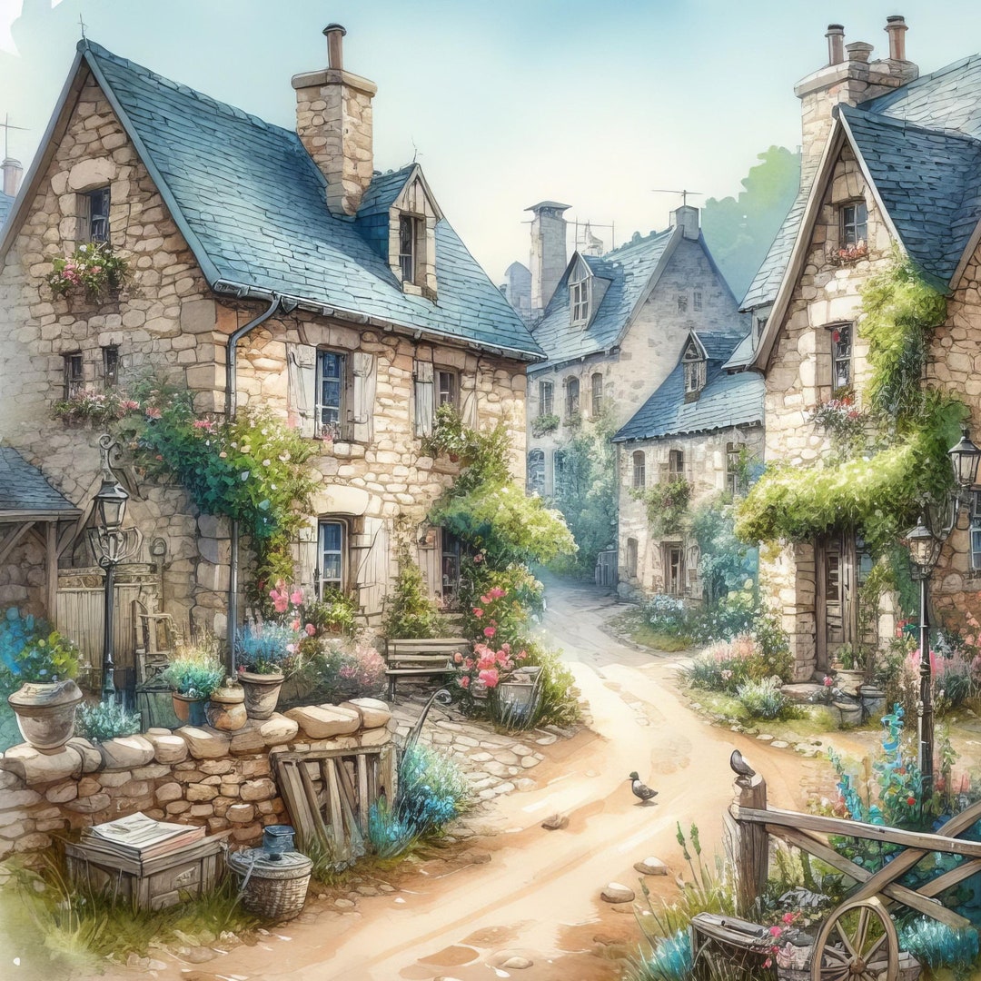 Watercolor Rustic Village 3 Pattern Keeper Compatible PDF Instant ...