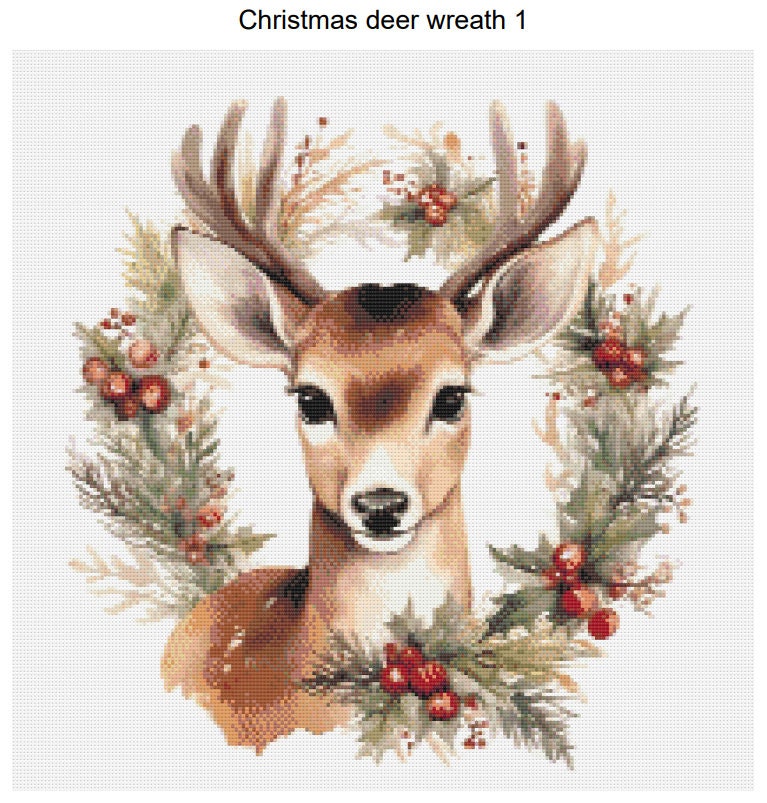 Christmas Deer With Wreath Pattern Keeper Compatible PDF Instant ...