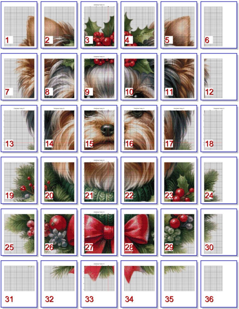Christmas Yorkie Puppy Dog 10 PDF Instant Digital Download Counted ...