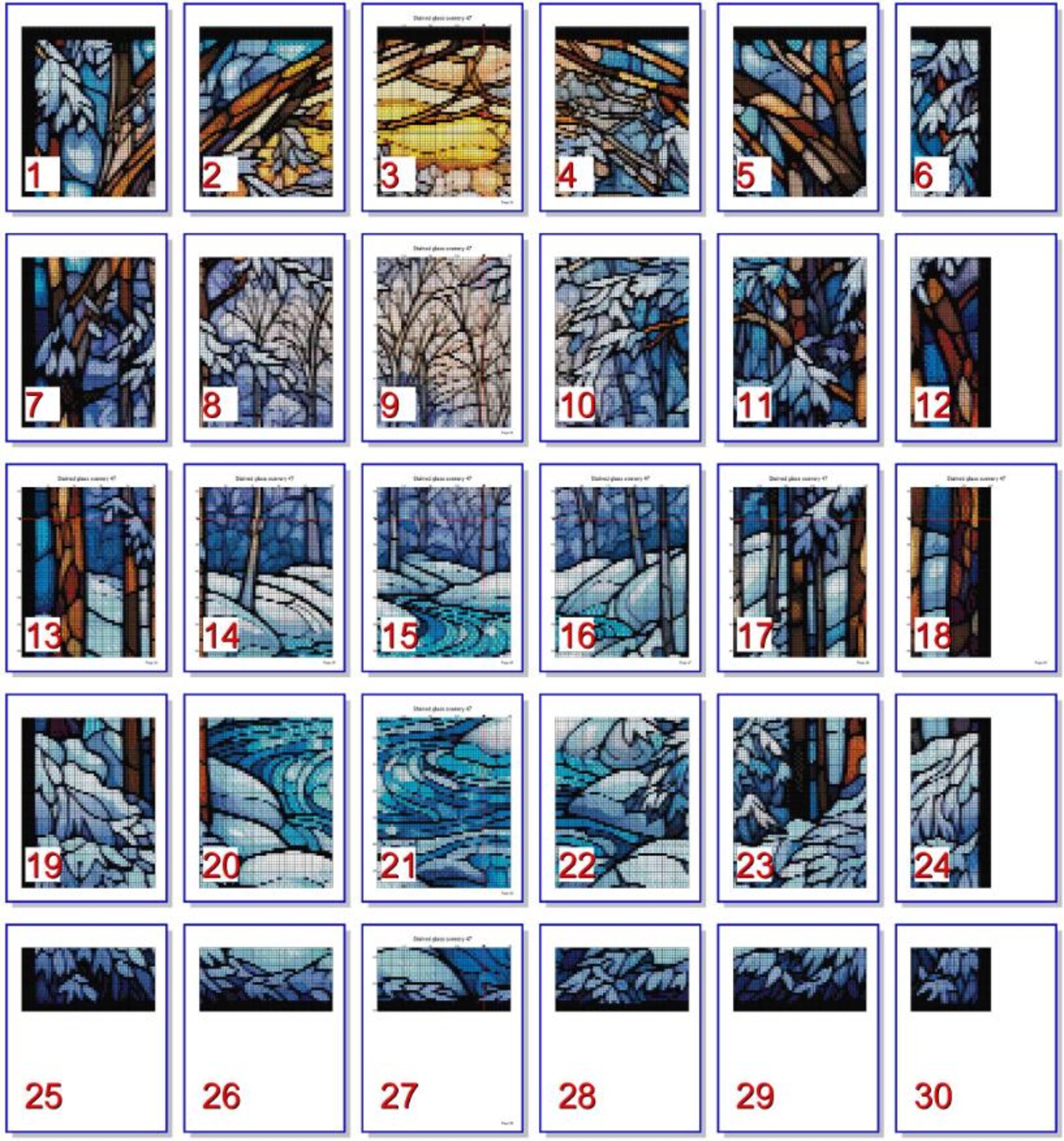 Stained Glass Scenery 47 Sunset Winter Landscape PDF Instant Digital ...