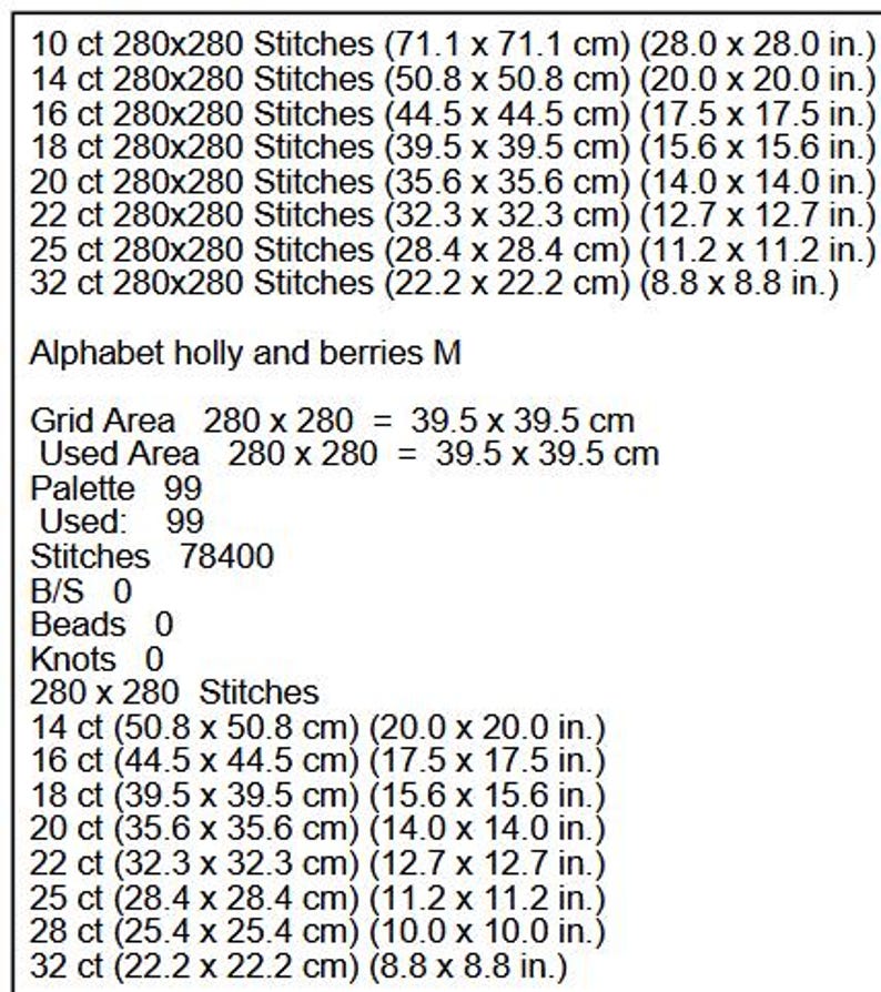 Alphabet Holly and Berries M Large Size Pattern Keeper Compatible ...
